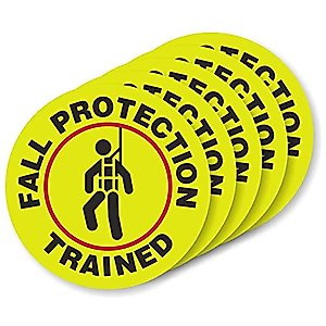 SmartSign "Fall Protection Trained" Pack of 5 Hard Hat Labels | Retro-Reflective, 2" Circle