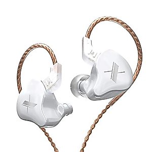 KZ EDX in-Ear Monitors, HiFi Stereo Stage/Studio IEM Wired Noise Isolating Sport Earphones/Earbuds/Headphones with Detachable Cable 2Pin for Musician Audiophile (Without Mic, White)
