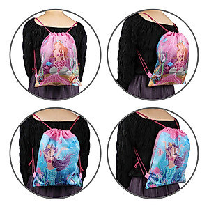 Konsait Mermaid Party Bags Kids Mermaid Birthday Party Supplies Favors Gift Bags 10 Pack, Kids Party Candy Drawstring Bags Pouch, Goodie Bags for Children Girls Toddlers