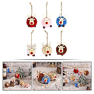 6pcs Christmas Felt Elk Hanging Ornament Antler Reindeer Hanging Pendants Stuffed Reindeer Plush Toy Christmas Tree Decor for Xmas Party Supplies