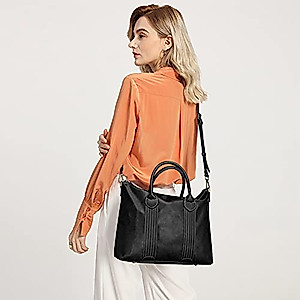 S-ZONE Women Soft Handbags Shoulder Purse Crossbody Bag Work Tote Bag Top Handle Satchels Faux Leather