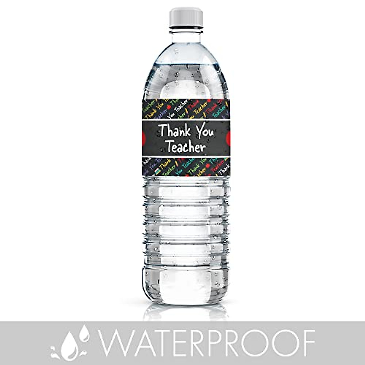 Thank You Teacher Water Bottle Labels - Teacher Appreciation - 24 Stickers