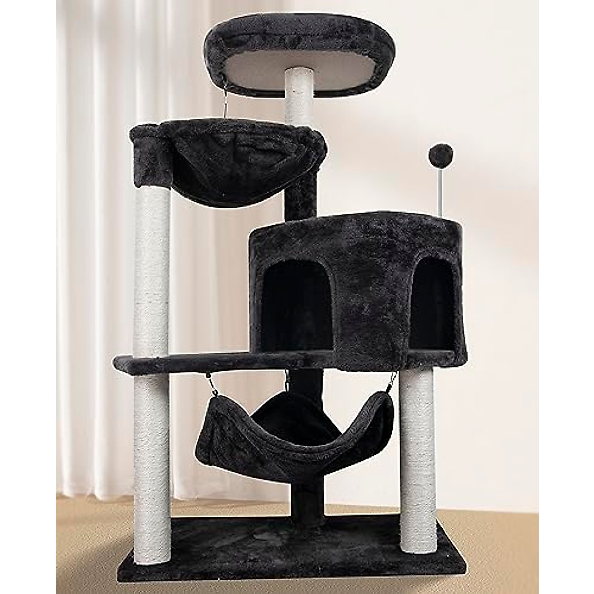 YUNIQUE Newest Cat Tree with Cat Condo and Big Hammock，Darkgrey