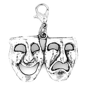 It's All About...You! Mini Comedy & Tragedy Mask Stainless Steel Clasp Clip on Charm 80O