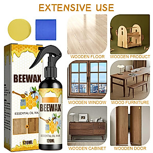 TPTAL Natural Beeswax Spray,Beeswax Furniture Polish,Beeswax Spray Cleaner,The Original Beeswax Spray Furniture Polish and Cleaner,Beeswax Polish Spray for Care Wooden Furniture,Wooden Floors(2PCS)