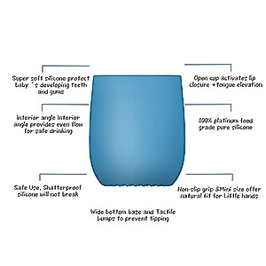 Toddler Cups Silicone Training Cup for Infants and Toddlers, Kids Mini Open Cups, NO BPA, 100% Silicone for Baby Led Weaning 3oz, 2 Count, 4 Months+ (Blue + Lime)