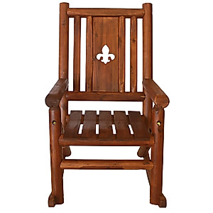 Leigh Country Amberlog Single Rocker with Fleur-De-Lis Cutout Rocking Chair, Brown