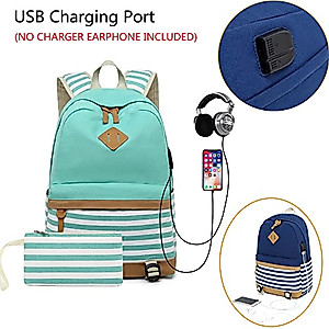 Sqodok Backpack for Teen Girls, Cute Casual Backpack with USB Charging Port, Lightweight Bookbag 15.6'' Laptop Backpack for Middle School High School, Green