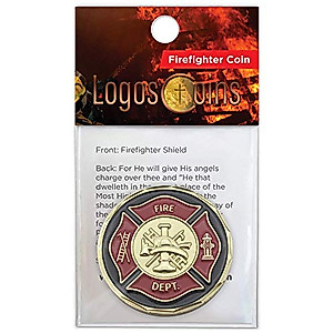 Firefighters Coin, Firefighter Challenge Coin, Pocket Token of Appreciation and Protection. “My God, in whom I Trust”. Gold-Color Plated Challenge Coin. Firefighter Souvenir, Psalm 91 Gift