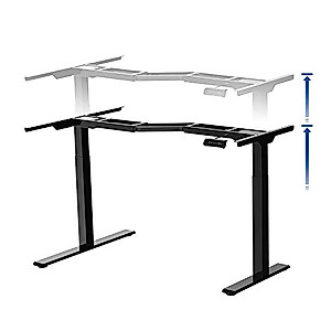 FLEXISPOT Pro Corner Desk Dual Motor L Shaped Computer Electric Standing Desk Sit Stand Up Desk Height Adjustable Desk Home Office Table, Black Frame Only