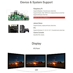 waveshare 13.3inch Capacitive Touch Screen LCD Compatible with Raspberry Pi 4B/3B+/3A+/2B/B+/A+/Zero/Zero W/WH/Zero 2W CM3+/4 1920×1080 Resolution HDMI IPS Supports Jetson Nano/Windows