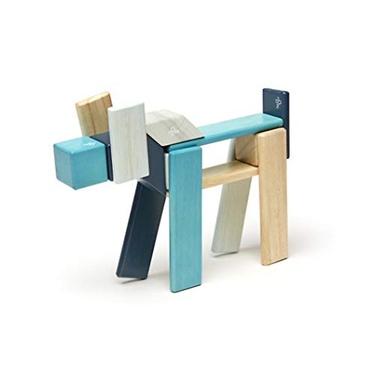 24 Piece Tegu Magnetic Wooden Block Set, Blues, 1-99 years old