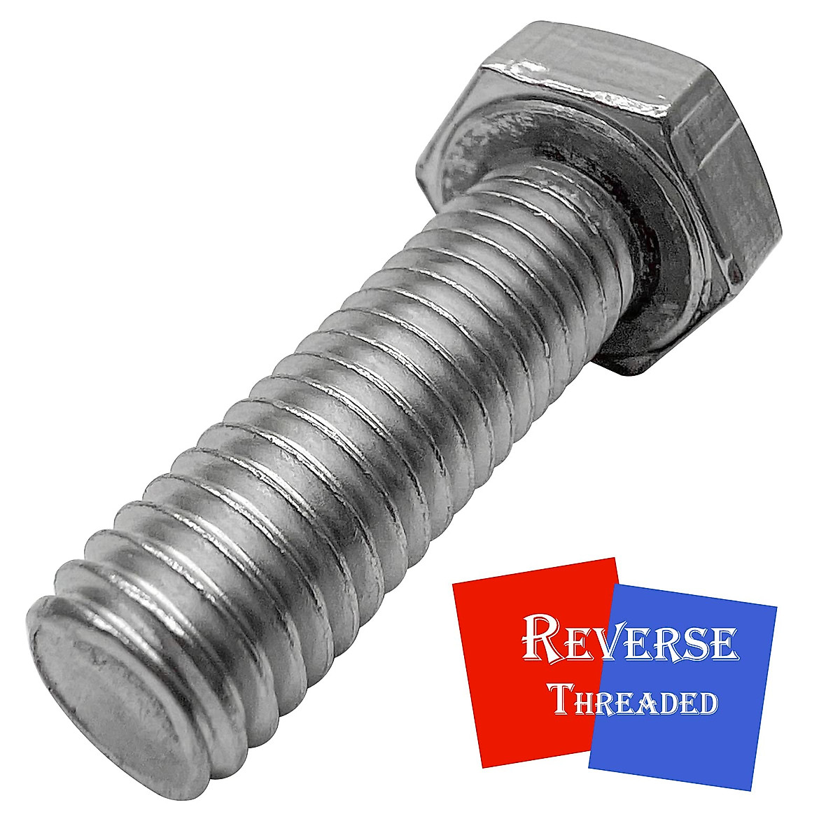 M8x25mm Left Hand Hex Bolt,304 Stainless Steel Reverse Threaded Hex Bolts,Silver Fully Threaded Hex Bolts(3Pcs)