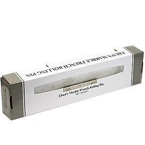 Marble French Rolling Pin for Baking Pizza Dough, Pie & Cookie With Stand - Nonstick Essential Kitchen utensil tools gift ideas for bakers 16" inch Pins (White Marble)