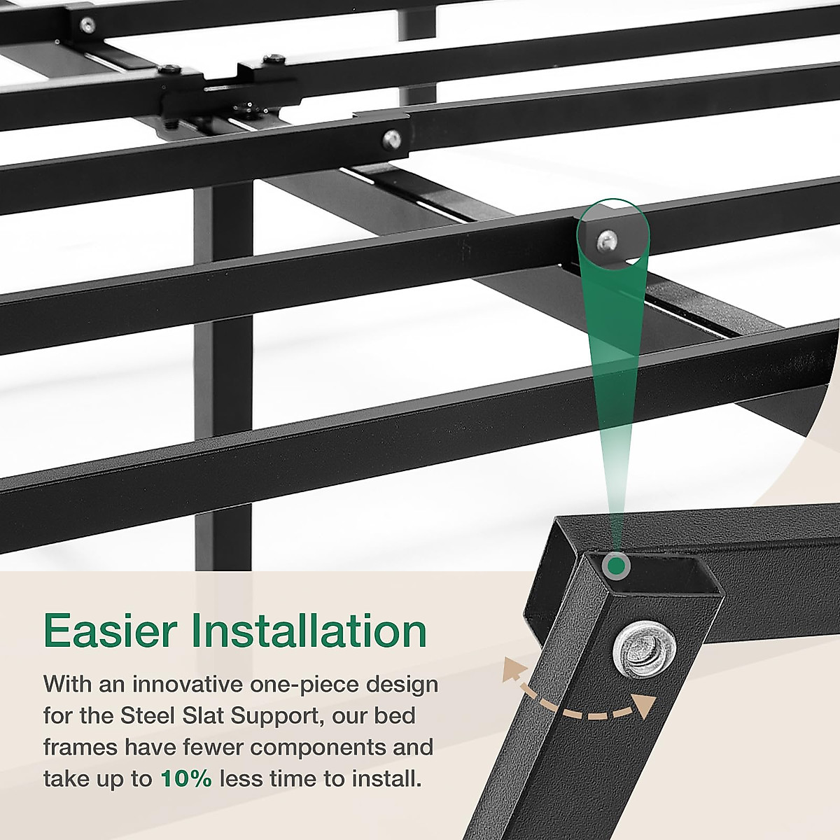 Novilla Queen Bed Frame, 14 Inch Metal Platform Bed Frame Queen Size with Storage Space Under Bed Frames, Heavy Duty Steel Slat Support, No Box Spring Needed, Easy Assembly