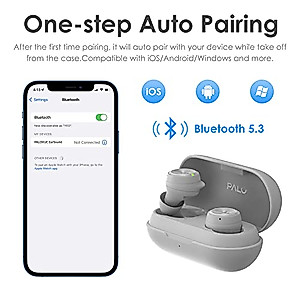 PALOVUE Wireless Earbuds, in-Ear Earphones with Bluetooth 5.3, Built-in Mic, 35H Playtime Deep Bass Stereo, with Lightweight Compact Charging Case for Sport/Work Compatible iPhone Android
