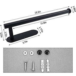 Paper Towel Holder Under Cabinet, Self Adhesive Wall Mount Paper Towel Rack, Towel Paper Bar for Kitchen, Pantry, Sink, Bathroom, SUS304 Stainless Steel 13 inch（Black） (Black, 1)