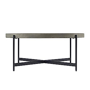 Alaterre Furniture Brookline 42" Round Wood with Concrete-Coating Coffee Table