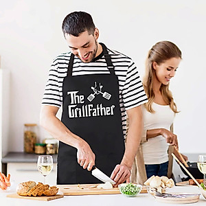 ALIPOBO Funny Grill Aprons for Men Dad - The Grillfather Apron - Funny Chef Cooking Grilling BBQ Apron with 2 Pockets - Birthday Father's Day Christmas Gifts for Dad, Step Dad, Father in Law, Husband