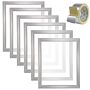 VEVOR Screen Printing Kit, 6 Pieces Aluminum Silk Screen Printing Frames, 20x24inch Silk Screen Printing Frame with 305 Count Mesh, High Tension Nylon Mesh and Sealing Tape for T-Shirts DIY Printing