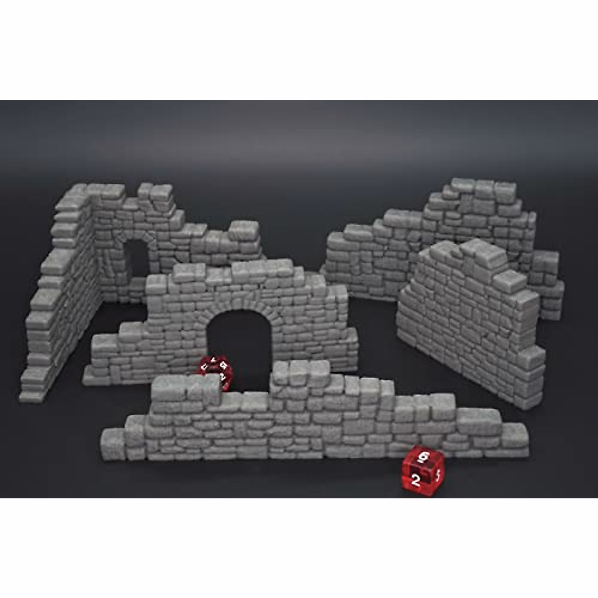 EnderToys Ruined Stone Walls Set B, Terrain Scenery for Tabletop 28mm Miniatures Wargame, 3D Printed and Paintable