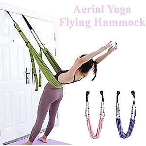 Yoga Stretching Strap, Adjustable Height Leg Stretcher Waist Back Stretch Band Aerial Yoga, Anti-gravity Inversion Exercises Door Flexibility Tensile Trainer for Rehab Pilates Dance Splits (Pink)