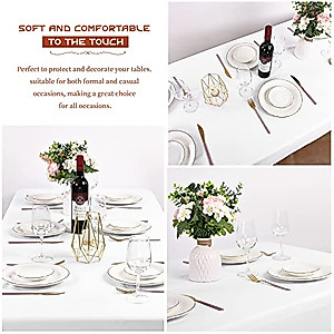 Showgeous 4 Pack White Tablecloth 60 x 102 Inch, Rectangle Table Cloth for 6 Foot Table, Wrinkle Resistant Washable Polyester Table Cover for Wedding Dining Table Buffet Parties and Camping