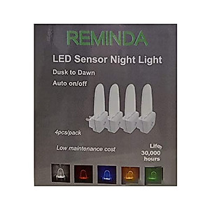 4 Pack Night Light Lamp with Dusk to Dawn Sensor, Plug in, Blue Led Night Light