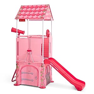 Radio Flyer Play & Fold Away Princess Castle, Toy Slide, Fort, & Climbing Playhouse
