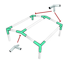 INS Import Canopy Fittings Kit Low Peak Frame Carport Connectors, Full Set for 6, 8, 10 Legs, Choose Size (for 4 Legs)
