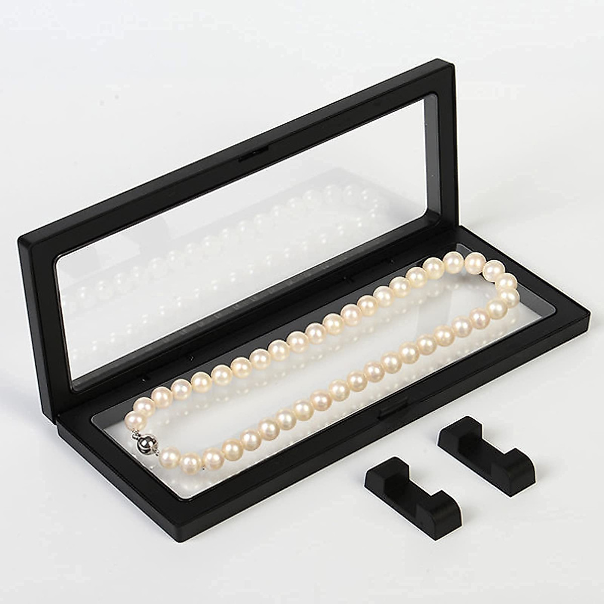 Dicunoy 6 PCS 3D Floating Display Case, Coins Display Stand Holder for Jewelry, Large Suspension Money Frame Box for Dollar Bill, Medallions, Fossils, Rocks, Stamps, 9" x 3.54" x 0.75"