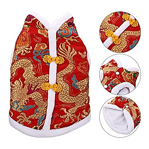 Balacoo Dog New Year Outfit Dog Chinese Style Clothes New Year Puppy Traditional Costume Winter Pet Coat Cute Blessing Suit Cosplay Party Apparel for Spring Festival