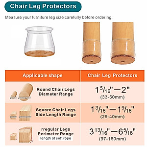 Ansible 48 pcs Chair Leg Floor Protectors, Furniture Felt Pads Silicone Covers caps for Chairs,Chair Leg Protectors for Hardwood Floors (Large fit:1.3''-2'')
