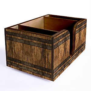 Bar Caddy - Rustic Wood Planks Design - 3 Compartment Caddy