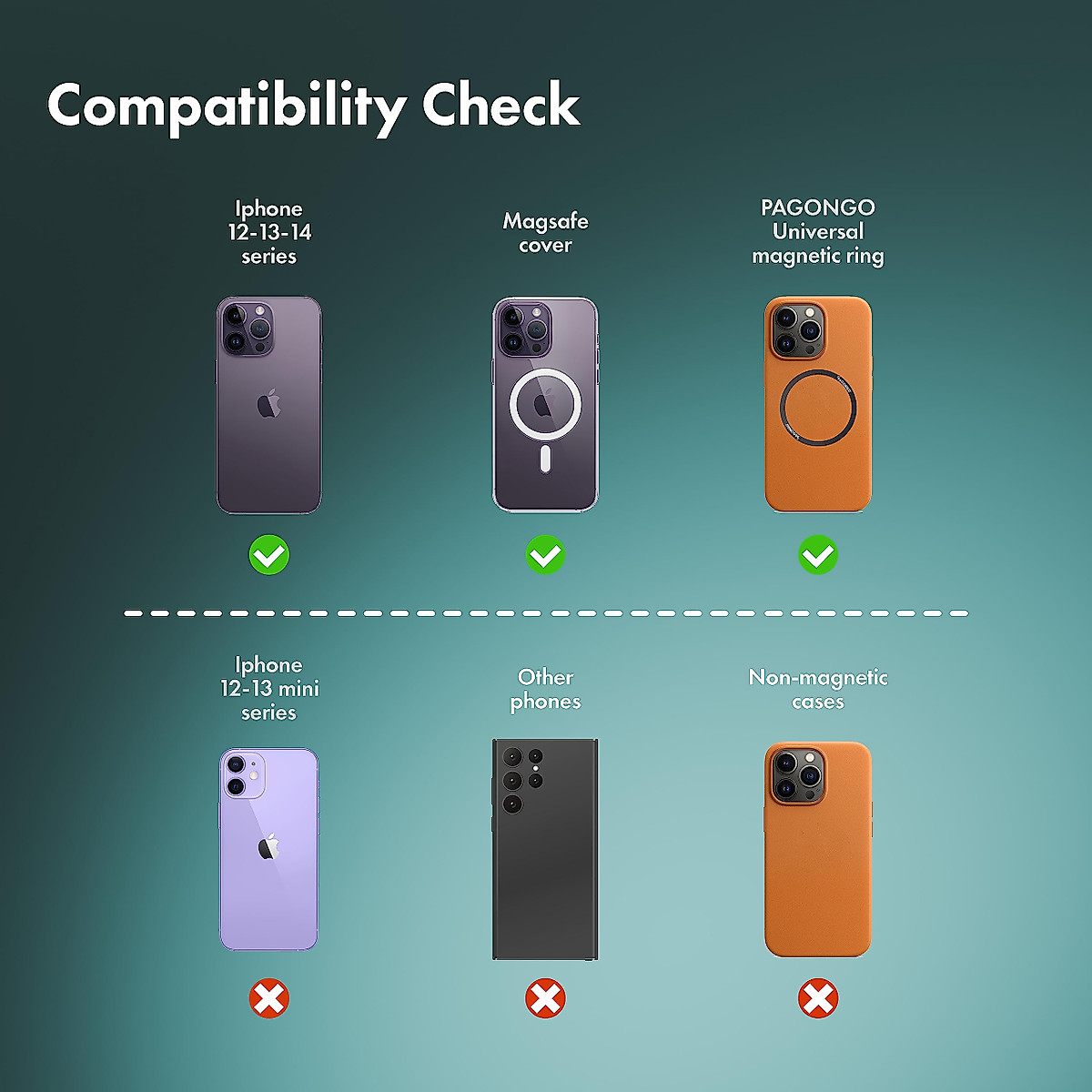 PAGONGO Magsafe Wallet, Mag Safe Wallet Magnetic Minimalist, Pop Up Credit Card Holder with Leather Front Pocket, Apple Wallet Magsafe, Iphone Wallet, Magnetic Wallet Iphone, Brown