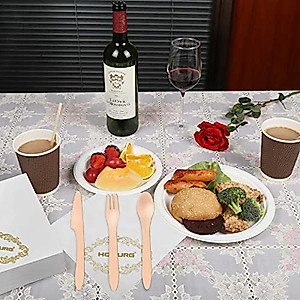 HOMURG Party Paper Plates and Napkins & Cups & Cutlery Set, 240 PCS Compostable Dessert & Dinner Plate + Napkin + Cup + Flatware, Disposable Christmas Birthday Plates and Napkins for 30 Guests