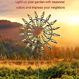 Metal Windmills for The Yard, Decrotive Windmill, Yard Wind Spinners Metal, for Yard and Garden, Wind Catchers Metal Outdoor Patio Decoration,Golden