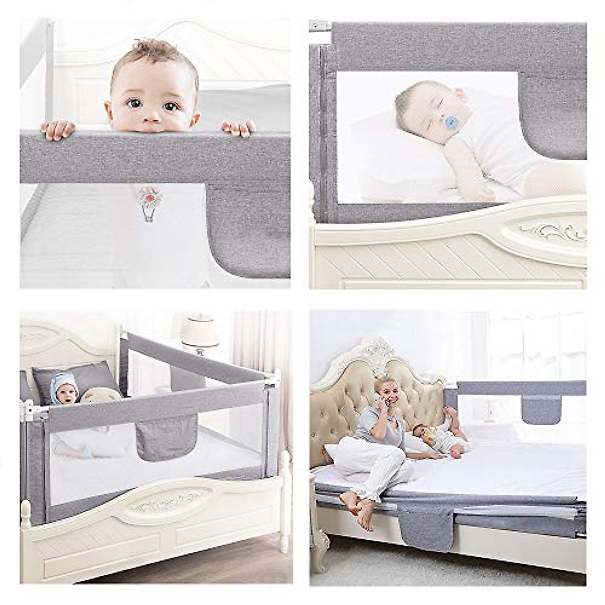 Bed Rails for Toddlers, Extra Long Kids' Bed Rails Guard, Full Size Baby Bedrail for Children, Infants Safety Guardrail, Bed Fence Supports Vertical Lifting, Bed Safety Barrier (80" L x 30” H)