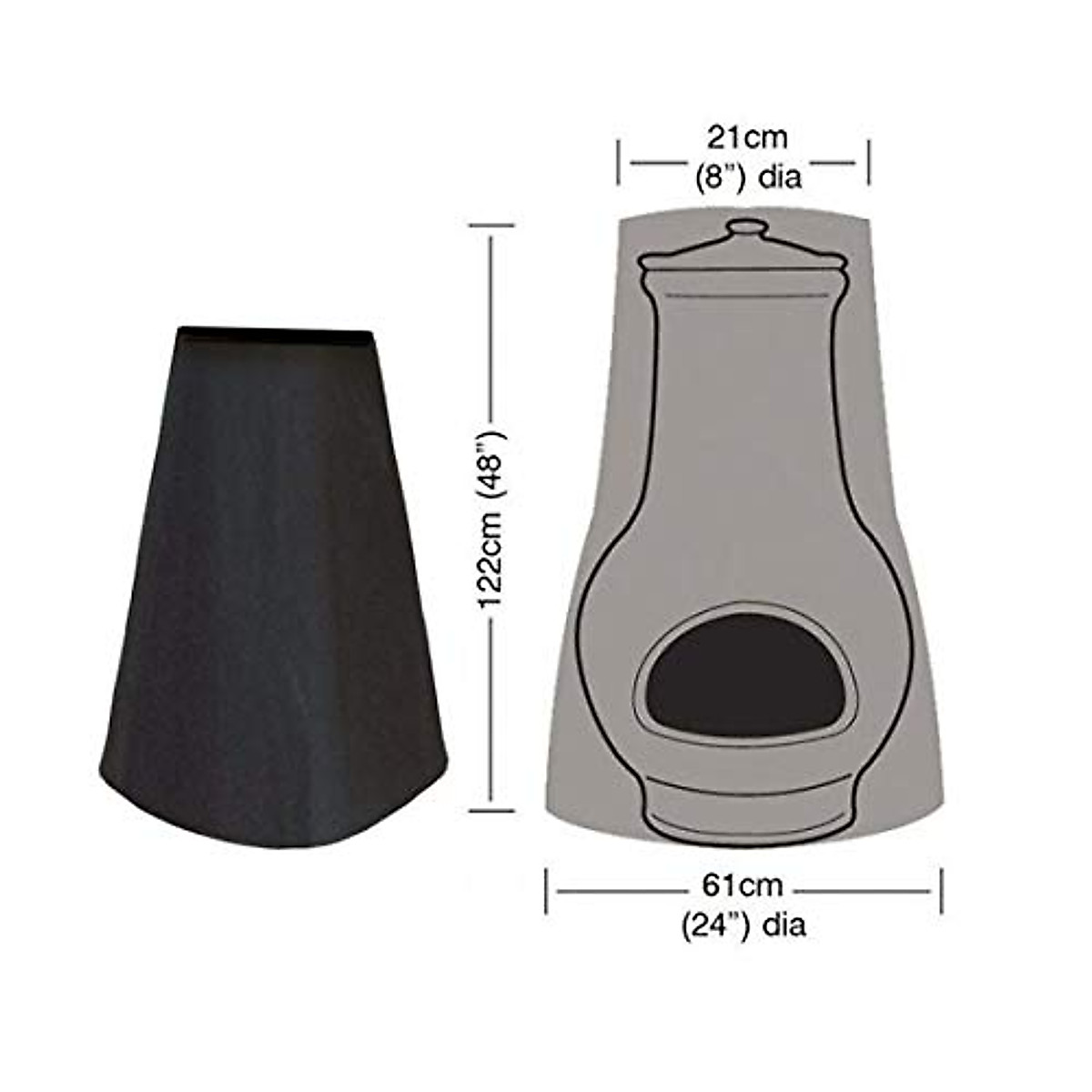 J&C Outdoor Fire Pit Cover, Light weight Patio Chiminea Cover, Waterproof Protective Chimney Fire Pit Heater Cover for Outdoor Garden Heater (Black)