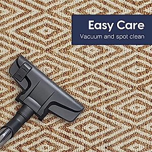 Pebble & Crane - Durham Rug - Woven Throw Rug - Jute and Cotton - Area Rug for Kitchen, Living Room, Bedroom, and More - Solid Trim - 5’ x 8’ - Natural and Beige