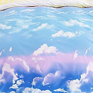 HYPREST Rainbow Duvet Cover Set Queen Size, Ultra Soft Aesthetic Comforter Cover Pink Bedding Set with Zipper and Corner Ties, Oeko-TEX Certificated