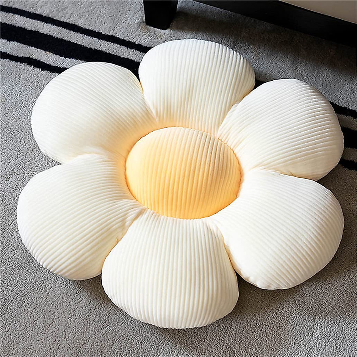 ELONEL flower pillow, flower shaped throw pillow butt cushion flower floor pillow, office seat cushion, tatami car cushion cute room decoration and living room sofa cushion (14.9inch, Cream)