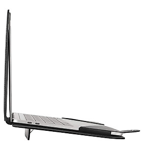 MOSISO Case Compatible with MacBook Air 13.6 inch M4 M3 M2 2025-2022 /Air 13 M1 2022-2018 /Pro 13 inch M2 M1 2025-2016, PU Leather Portfolio Protective Stand Cover, Black