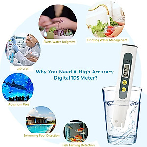 TDS Tester, Water Quality Meter LCD Pen with 0-9990 PPM Measurement Range Portable for The aquaculture Industry Hospitals, Swimming Pools, Household tap Water Quality Testing
