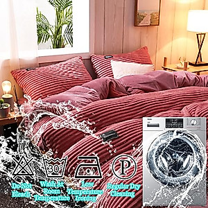 XHCTNN Milk Fleece Sheets King Size - Extra Soft Warm Double Sided Fleece Quilt Cover Pillowcase Beding | 1 Sheet | 1 Quilt Cover | 2 Pillowcase(B,1.5m/180 * 220cm)