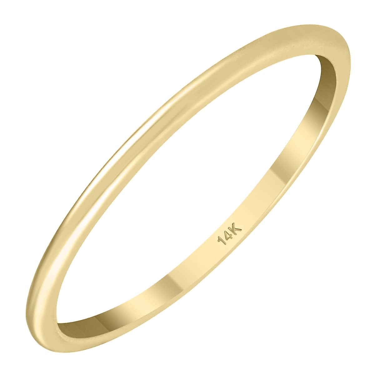 SZUL 1mm Thin Domed Wedding Band Available in 14K Yellow Gold, 14K White Gold, and 14K Rose Gold (Yellow-gold, 8.5)