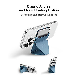 MOFT MagSafe Wallet for iPhone 15/14/13/12 Series, Strong Magnetic Phone Card Holder Fit 2 Cards & 3 Viewing Angles & Stain-Resistant Vegan Leather Phone Stand,Windy Blue