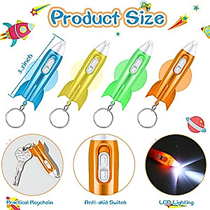 Hortsun Helicopter Mini Rocket Flashlight Keychain Outer Space Party Favors Bulk LED Flashlight Helicopter Key Ring Students Gift Birthday Party Favors(24 Pcs,Rocket)