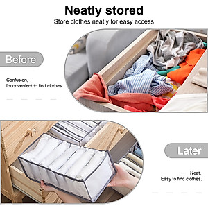 Arrozon 2 Pcs Wardrobe Clothes Organizer 7 Grids,Closet Organizers and Storage Baskets,Clothes Organizer For Folded Clothes,Storage Box For Jeans, Pant, Sweaters, t-Shirt, Underwear