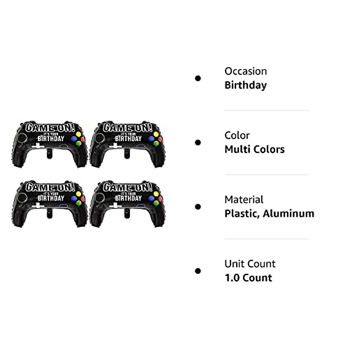 4 Packs Video Game Party Balloon Gamer Balloons 23.6 x 15.7 Inch Game on Balloons Video Game Controller Aluminum Foil Balloon for Gaming Birthday Party Decoration